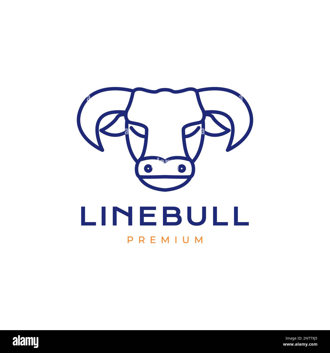 animal head livestock cattle buffalo bull long horn line minimal simple ...