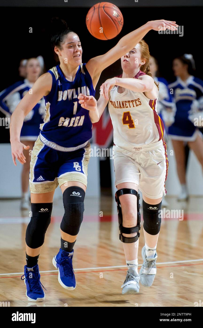 Barren County's Mallory Pedigo (right) brings the ball down the court ...