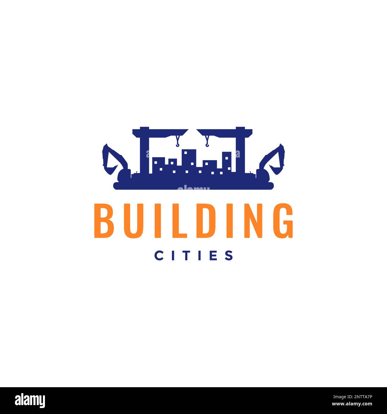 building city construction crane excavator minimal logo design vector ...