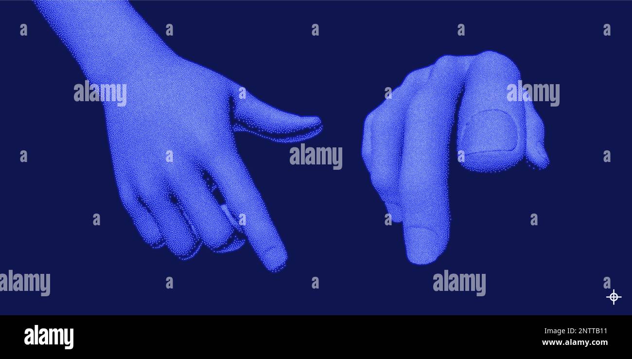 Set of hands showing different gestures. 3D vector design elements for ...