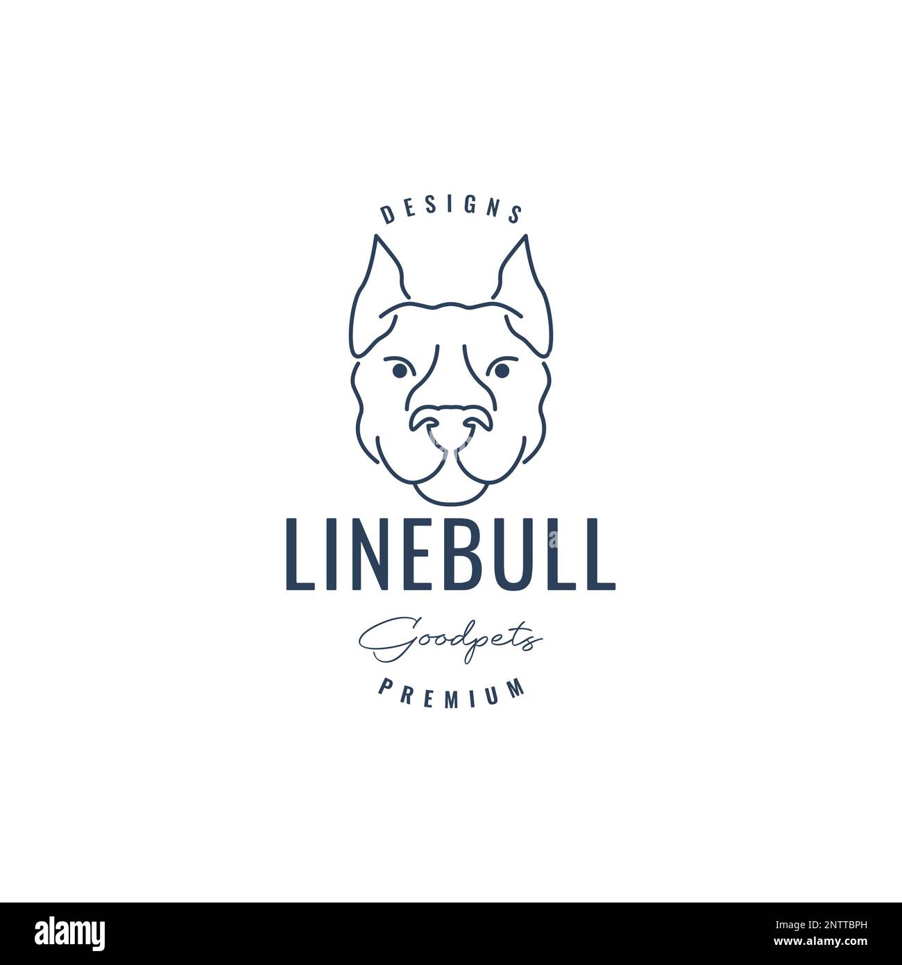 animal head pets friend dog bull line art minimal logo design vector ...
