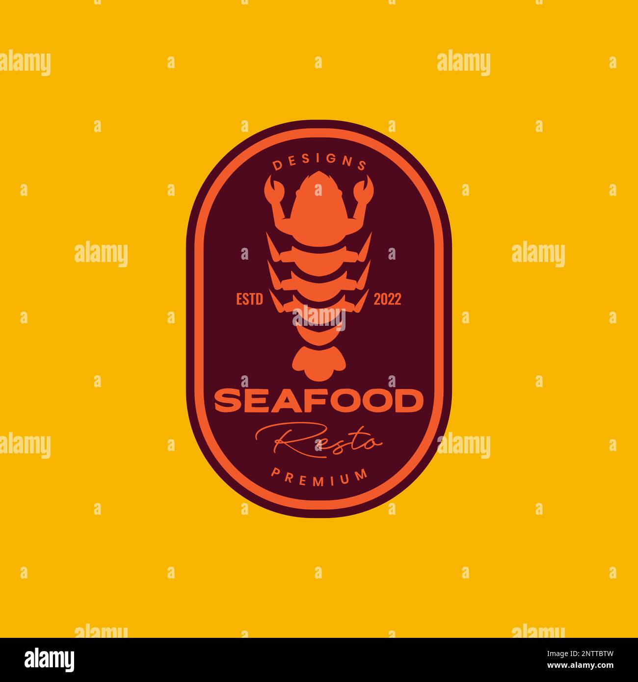mantis shrimp ocean food seafood delicious cooking badge vintage logo ...