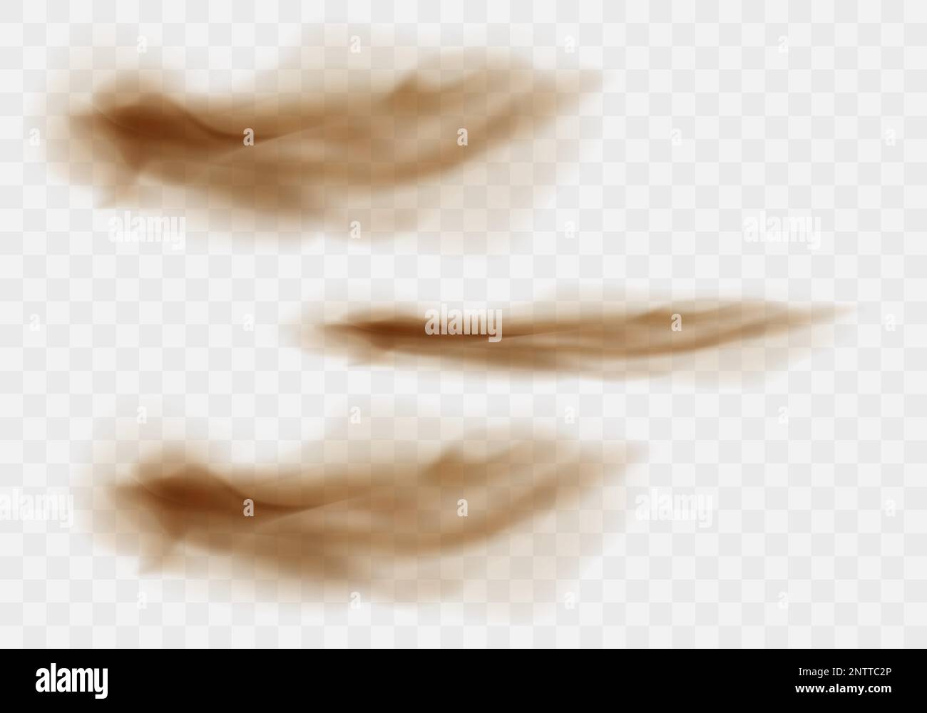 Desert sandstorm set, brown dusty clouds or dry sand flying with gust ...