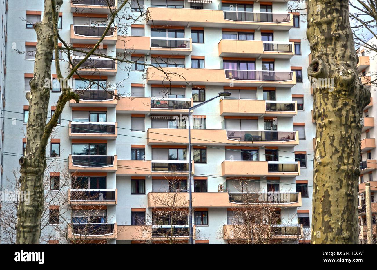 Saint-Etienne, France - January 27th 2020 : Focus on cyan and orange ...