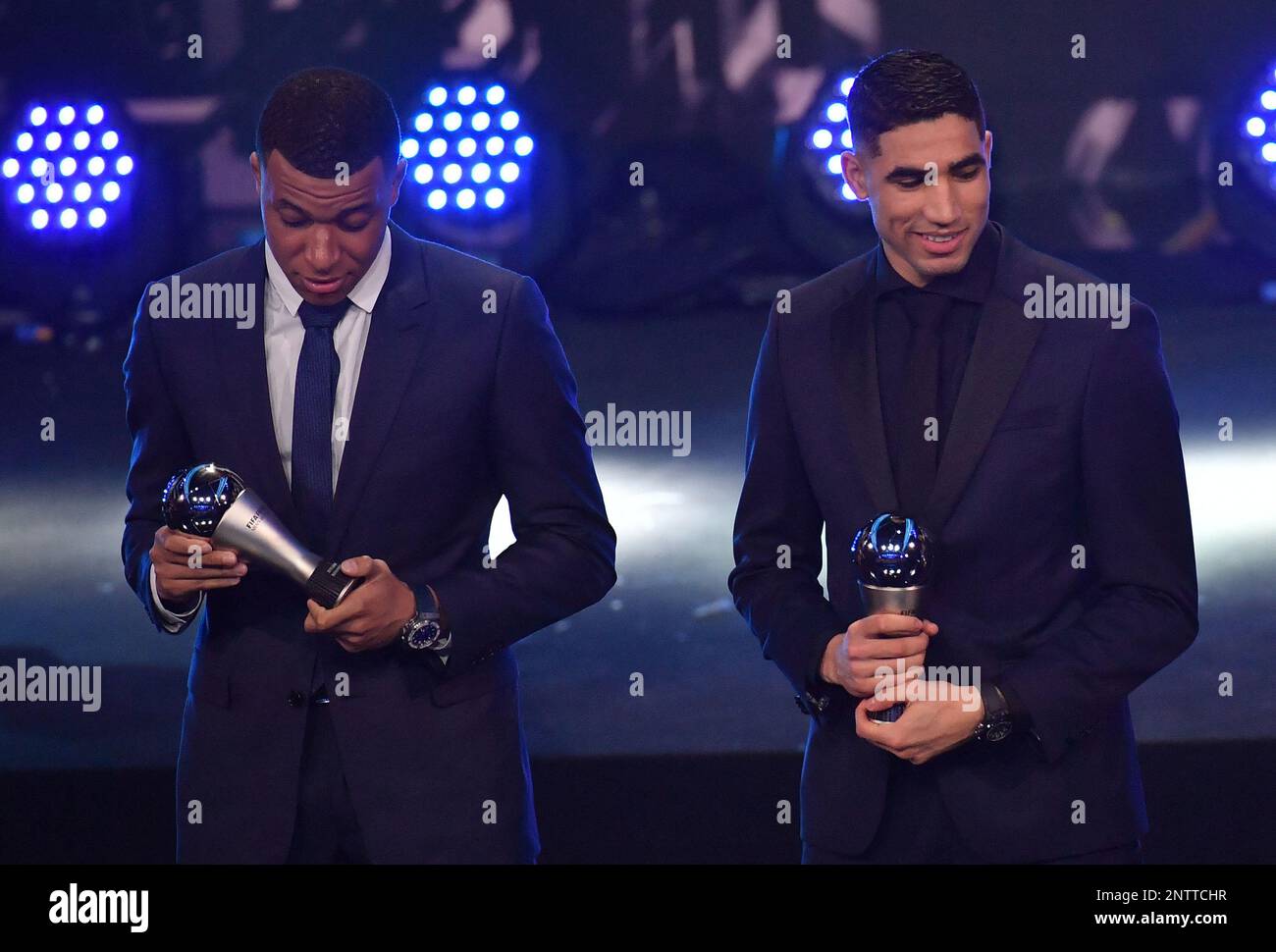 Paris, France. February 27, 2023, Kylian Mbappe and Achraf Hakimi ...