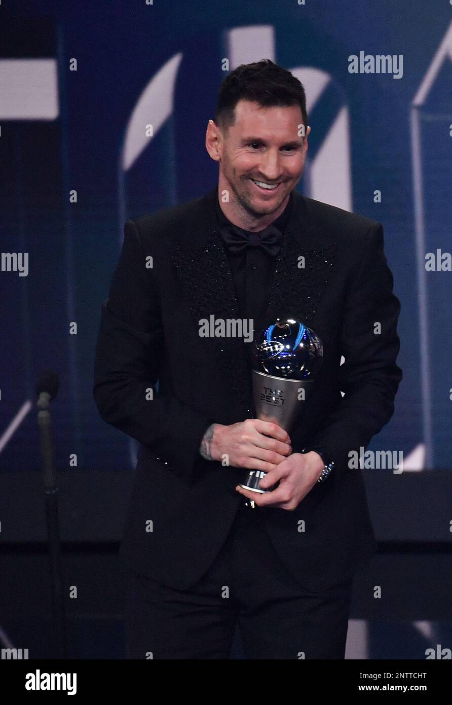 Paris, France. February 27, 2023, Lionel Messi (Argentina / Paris Saint-Germain FC) poses for ...