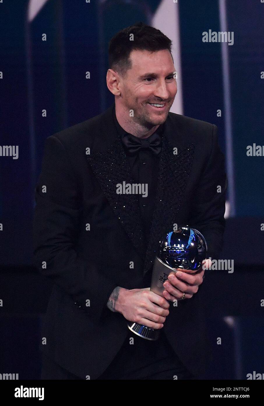 Paris, France. February 27, 2023, Lionel Messi (Argentina / Paris Saint-Germain FC) poses for ...