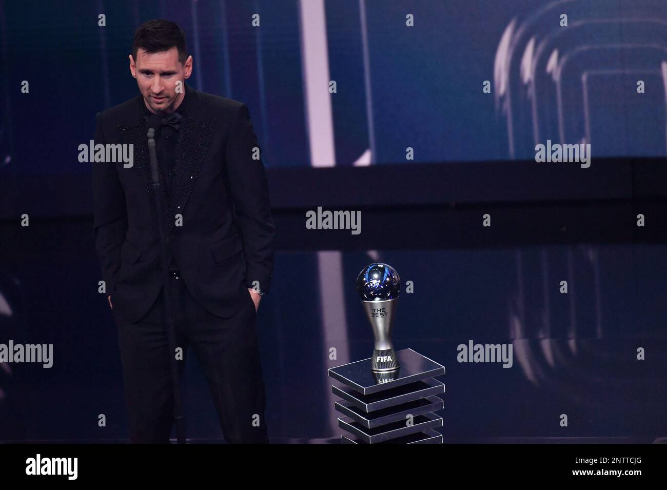 Paris, France. February 27, 2023, Lionel Messi (Argentina / Paris Saint-Germain FC) poses for ...