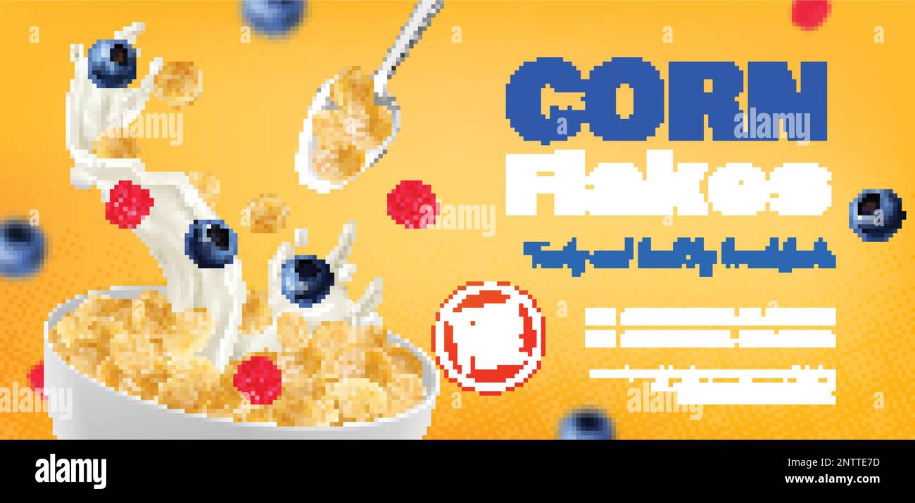Breakfast cereal realistic horizontal banner with healthy breakfast ...