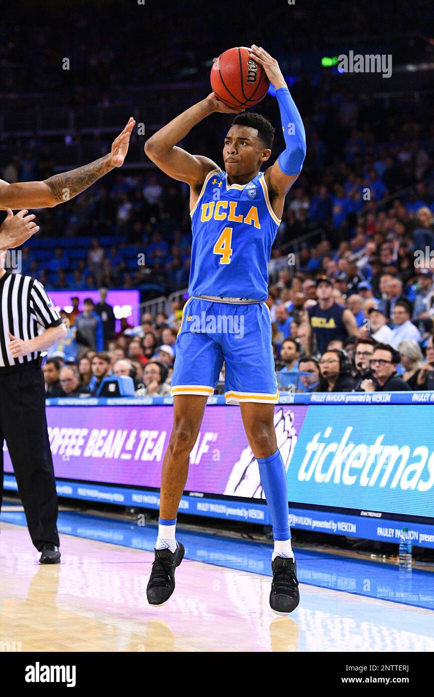 LOS ANGELES, CA - FEBRUARY 28: UCLA guard Jaylen Hands (4) shoots a ...