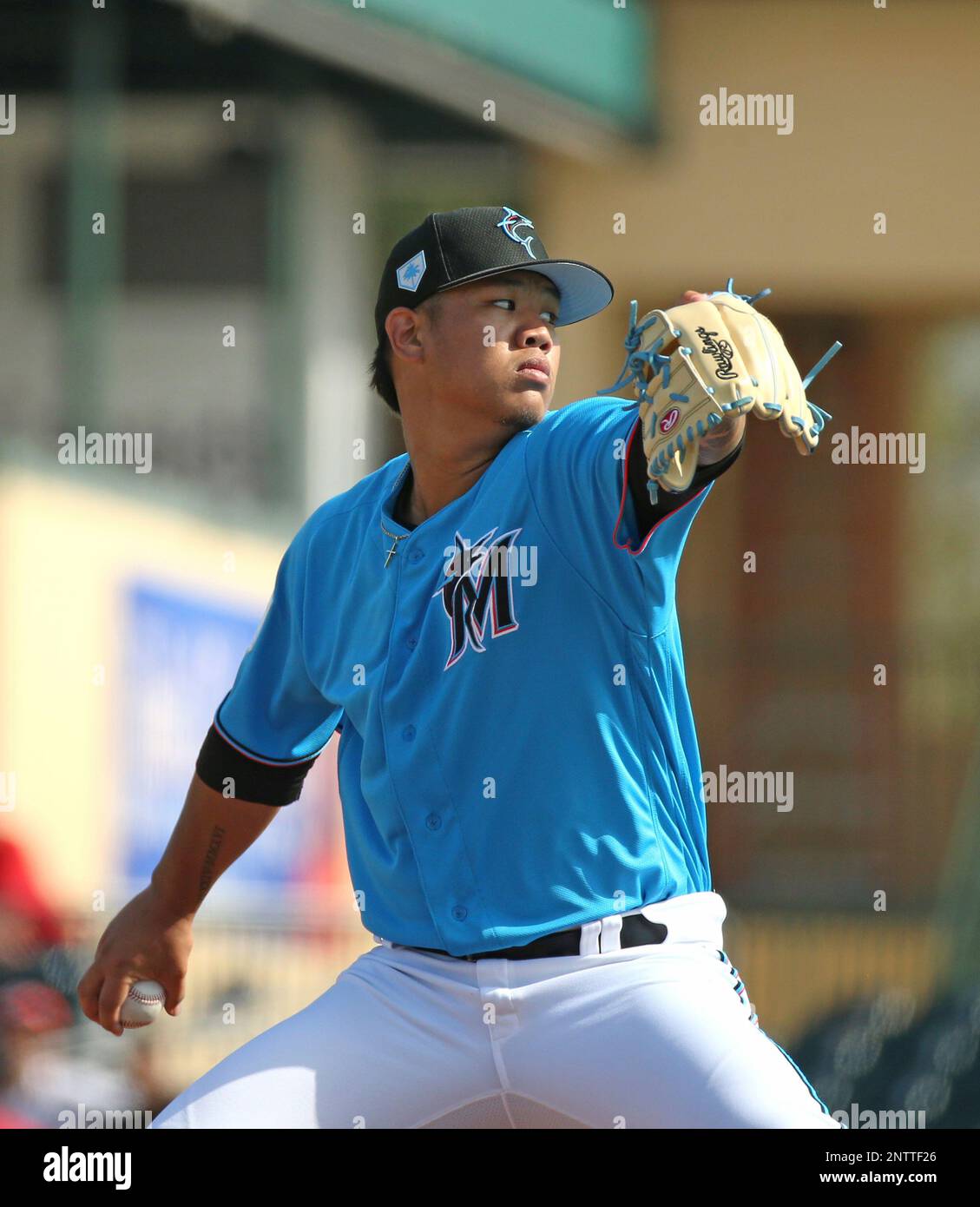 Miami Marlins pitcher Jordan Yamamoto (68) pitches during the sixth ...