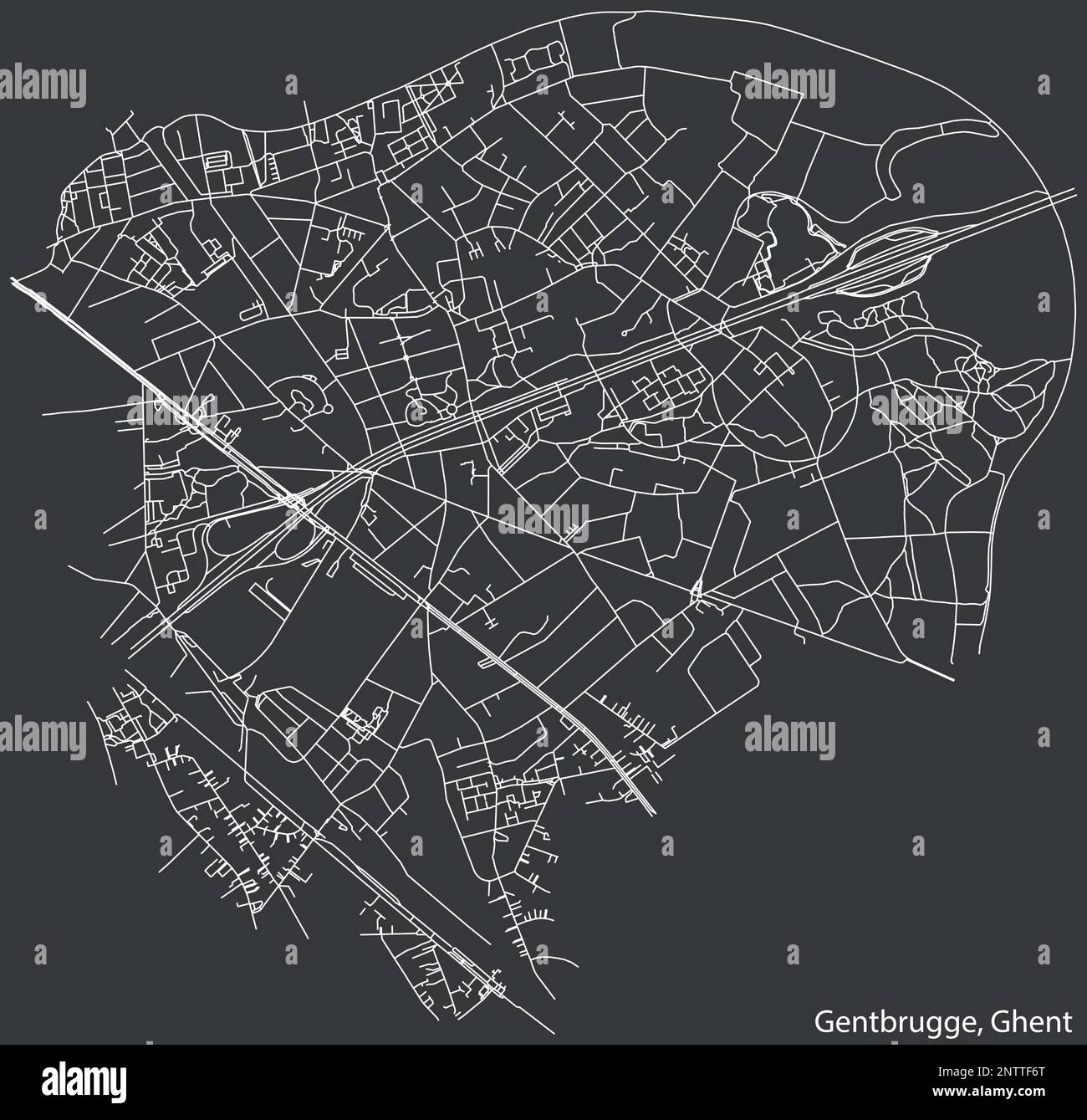 Street roads map of the GENTBRUGGE MUNICIPALITY, GHENT Stock Vector ...
