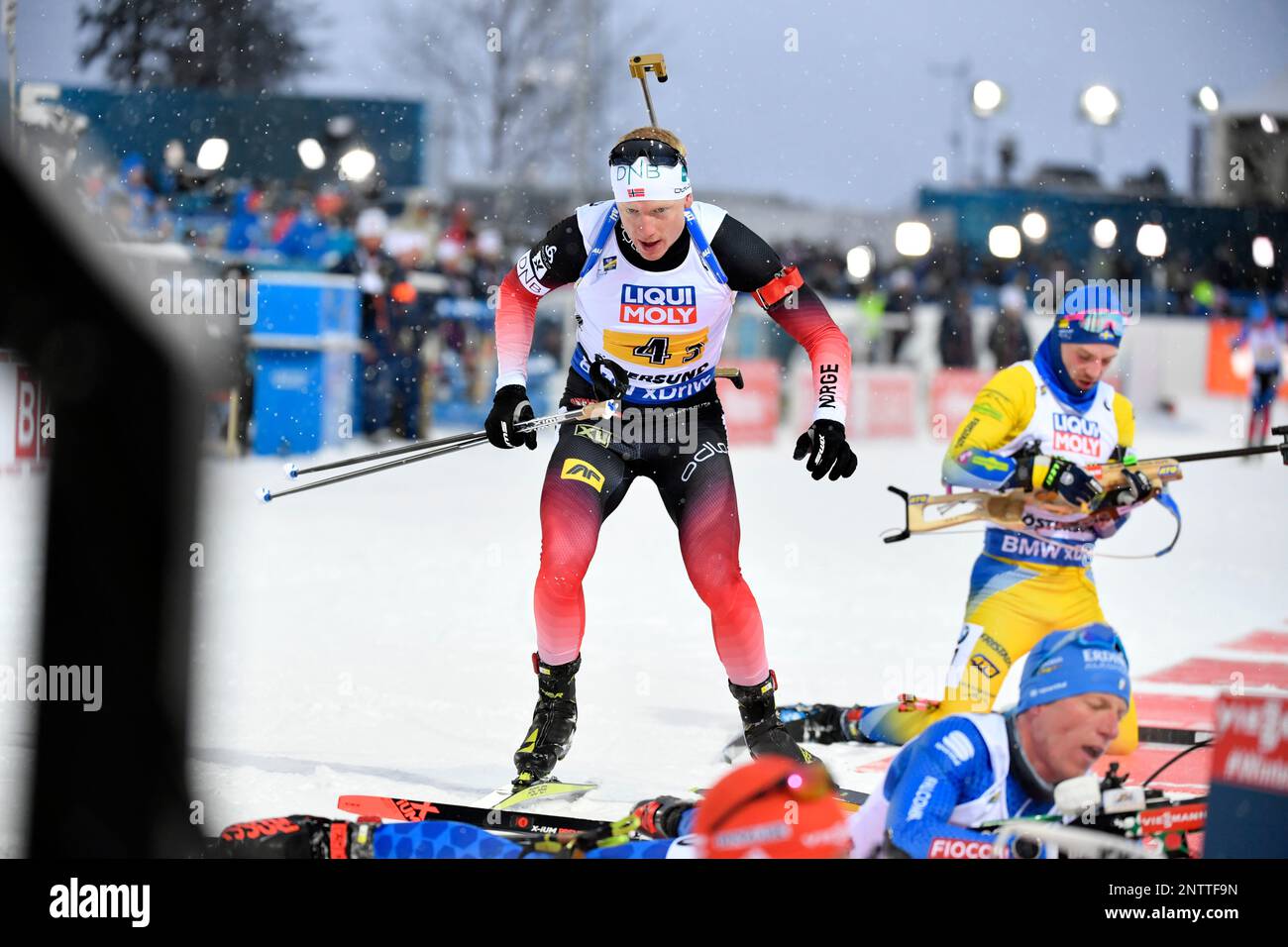 Norway's Johannes Thingnes Boe competes during the mixed relay (2 x 6km ...