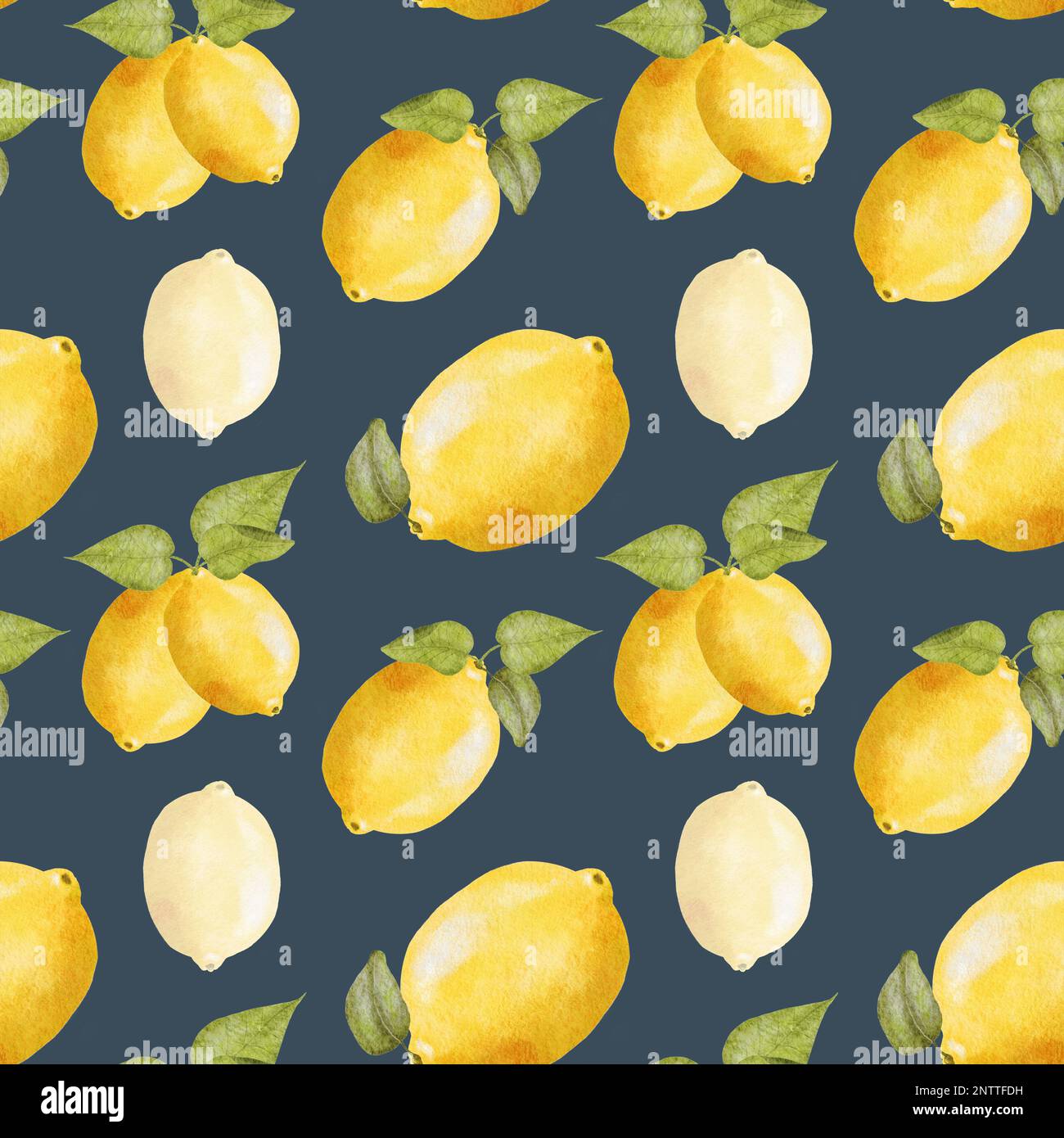 Watercolor lemon seamless pattern. Tropical Fruit Lemon pattern. The ...