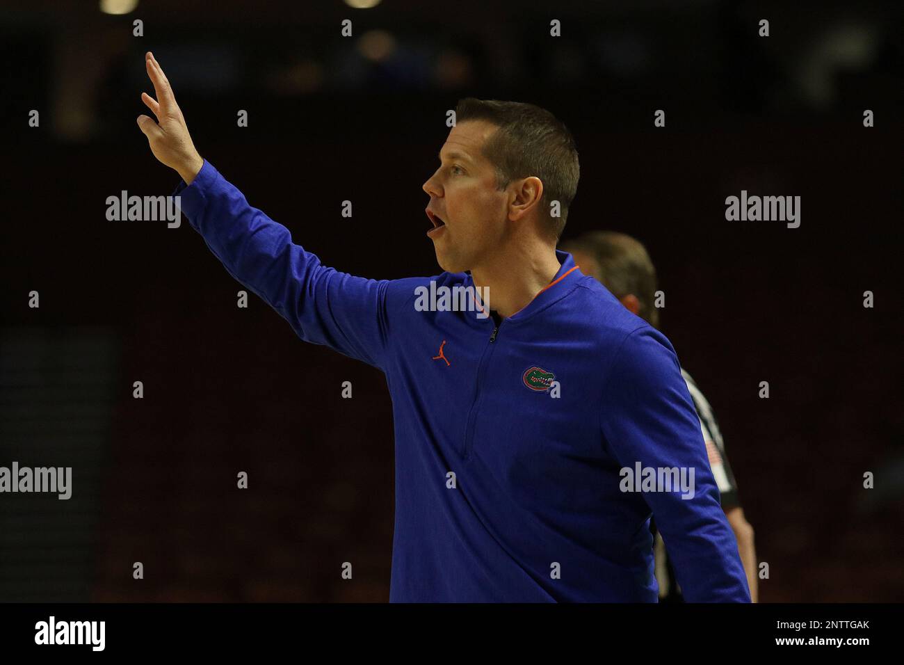 GREENVILLE, SC - MARCH 06: Cameron Newbauer head coach of Florida gives ...