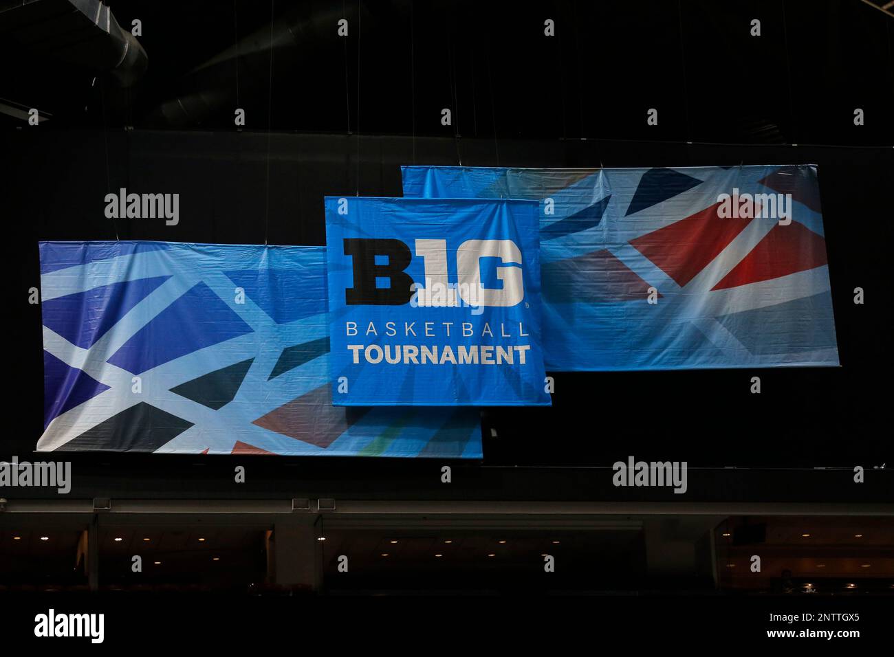 INDIANAPOLIS, IN - MARCH 06: The B1G logo on display during the game ...