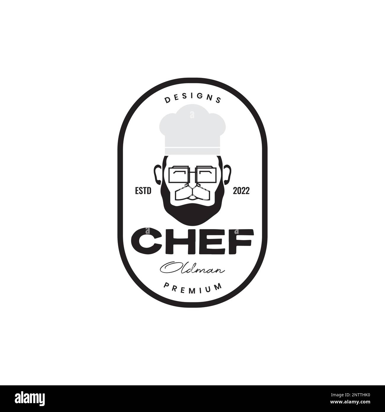 cartoon mascot cute chef master old man bearded sunglasses hat cooking ...