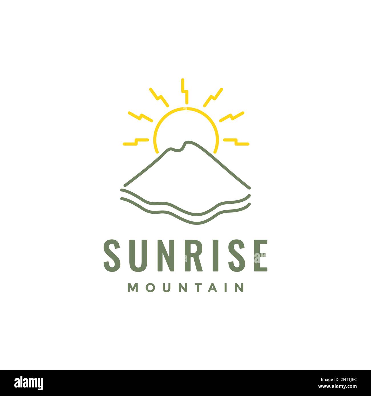 panoramic sunrise mount sunburst minimal line simple logo design vector ...
