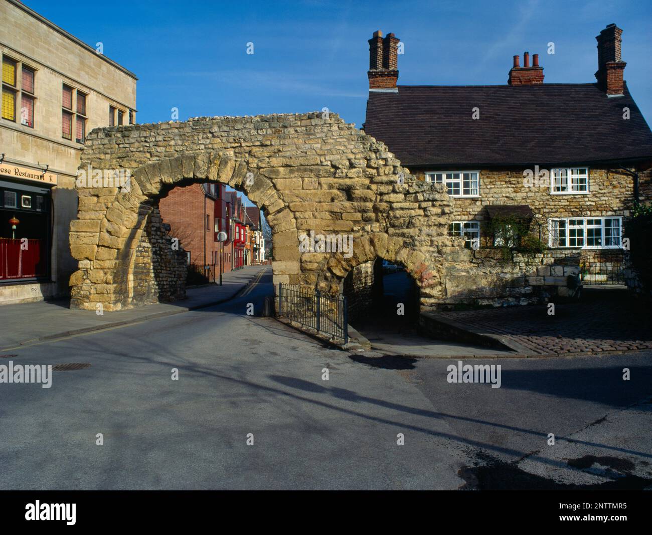 View N of the Newport Arch Roman gateway, the N gate of the walled ...