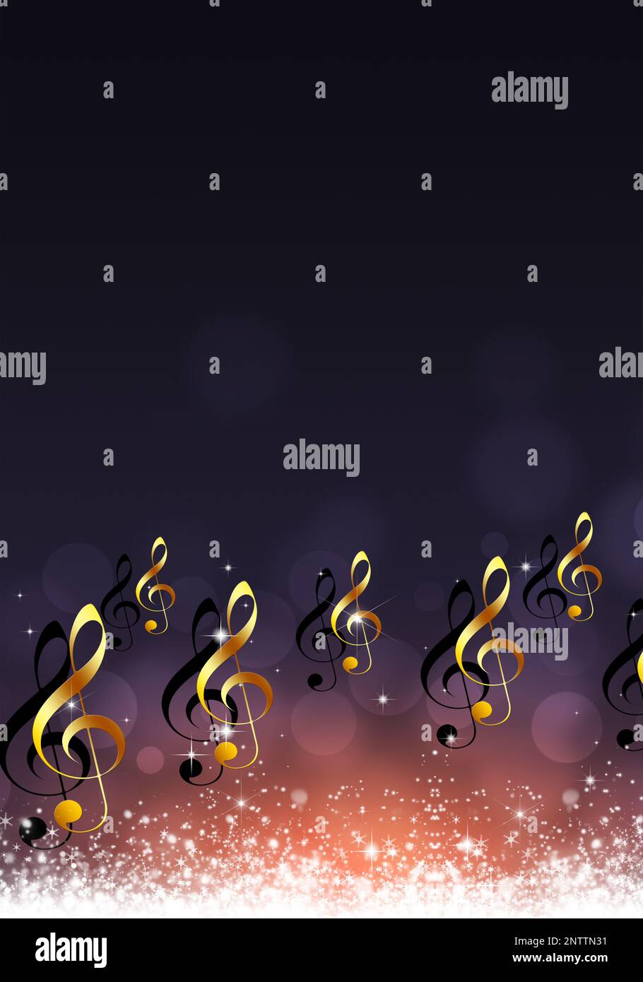 golden magic music notes on dark blue background Stock Photo - Alamy