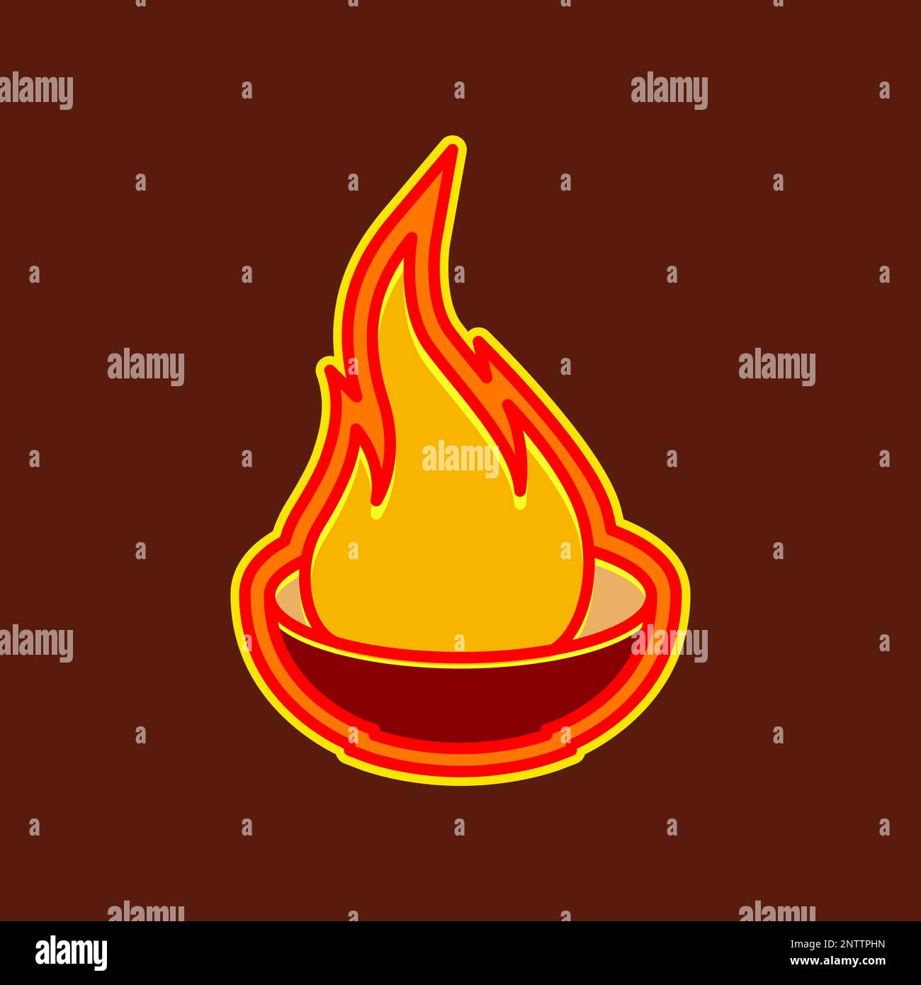 food bowl fire flame hot spicy taste modern sticker colorful logo ...