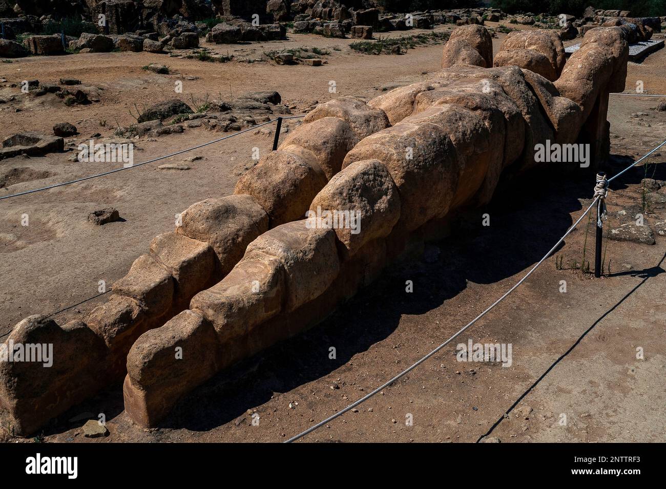 Reclining colossus. Statue of Atlas, an 8m-long full-size replica of ...