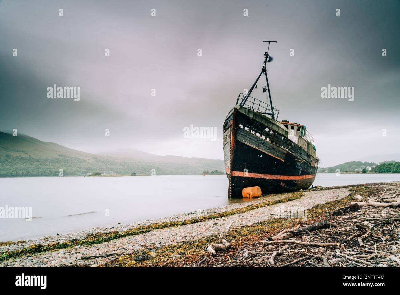 Corpach Shipwreck with Ben Nevis . Rusting remains of the MV Dayspring ...