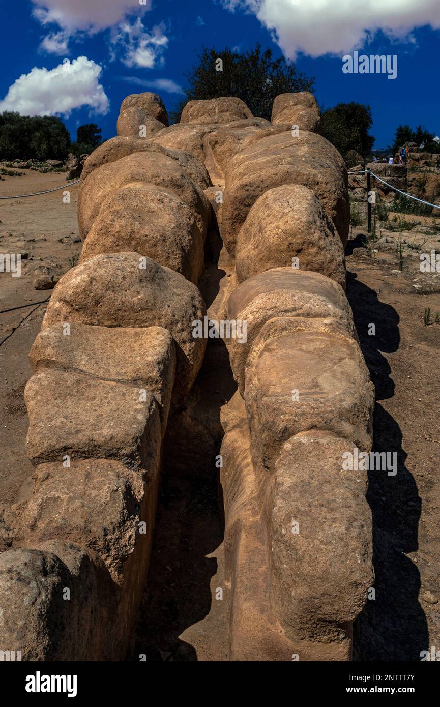 Colossal recumbent Atlas statue at ruins of Temple of Olympian Zeus in ...