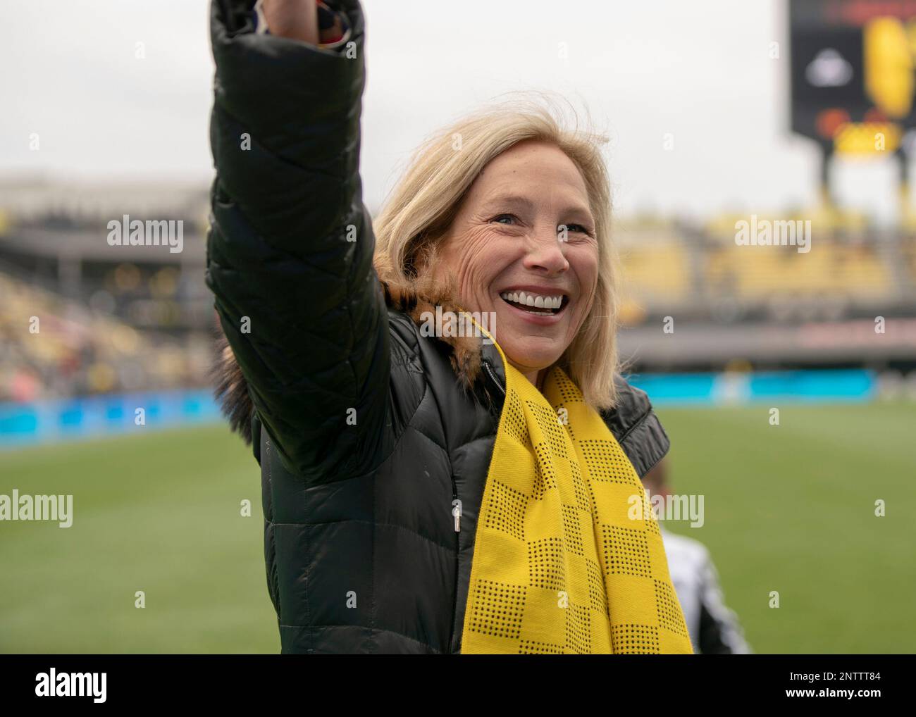 COLUMBUS, OH - MARCH 02: Columbus Crew SC Owner Dee Haslam waving to ...