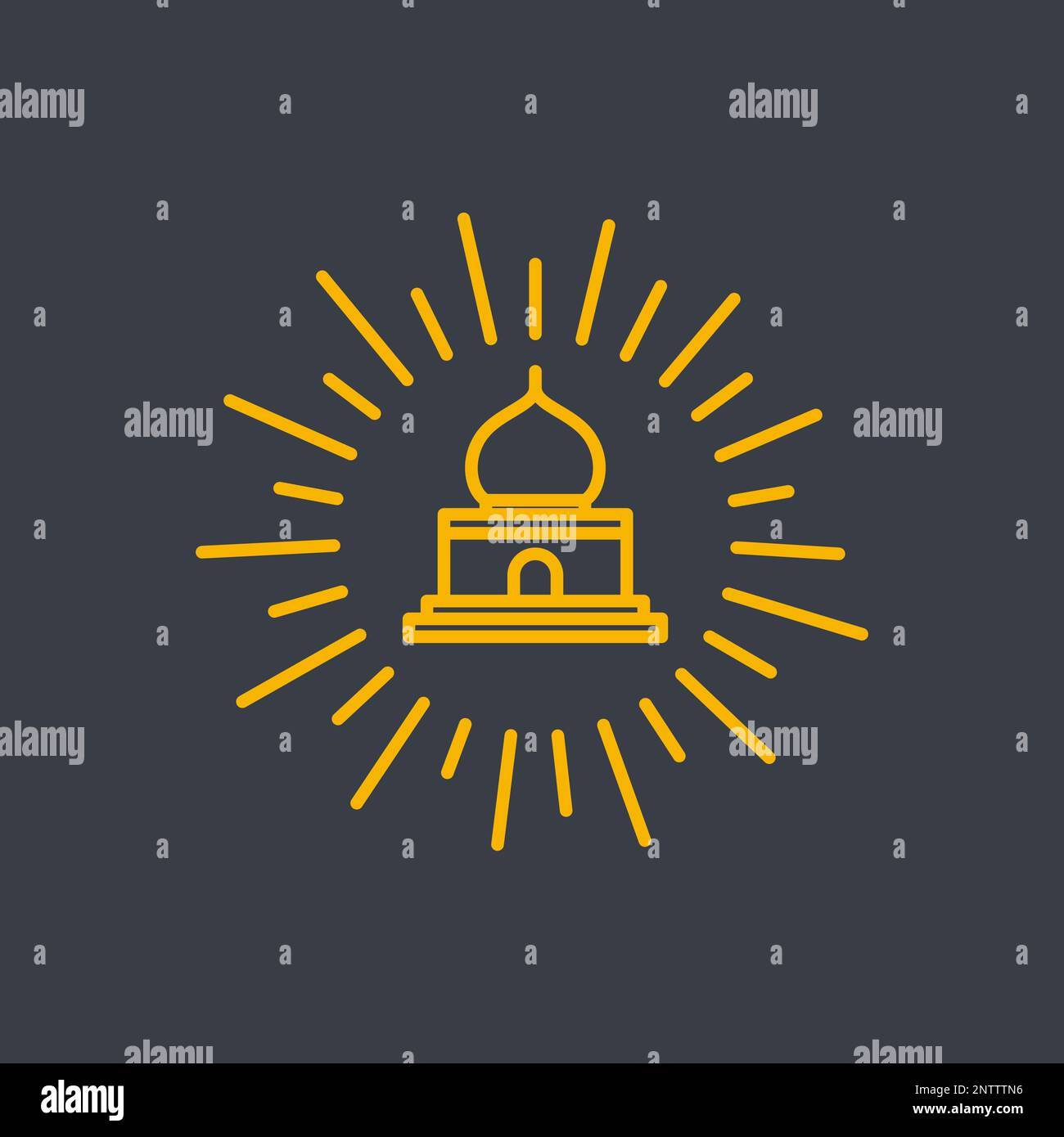 muslim pray place mosque shine sunburst minimalist line simple logo ...