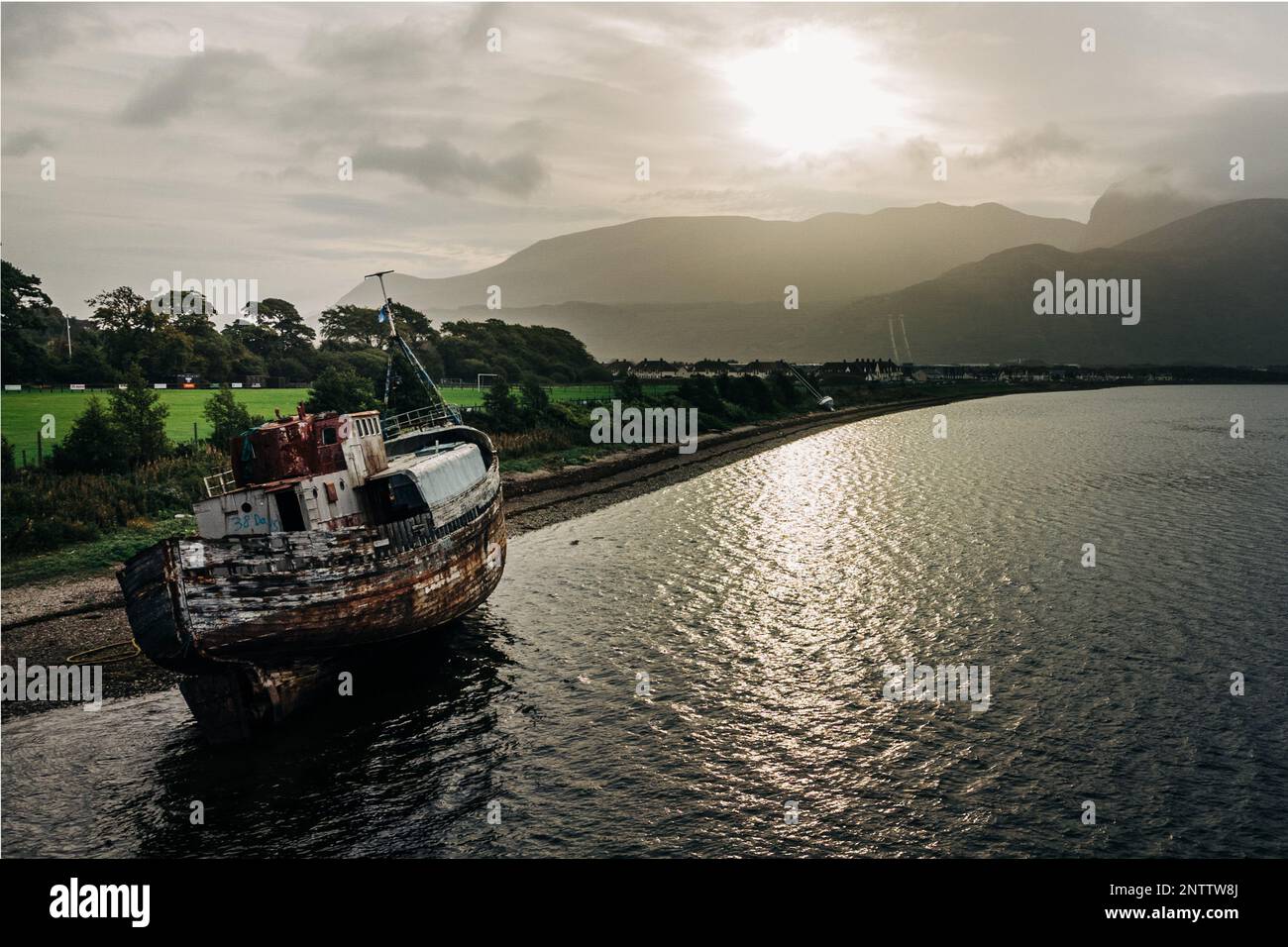 Corpach Shipwreck with Ben Nevis . Rusting remains of the MV Dayspring ...