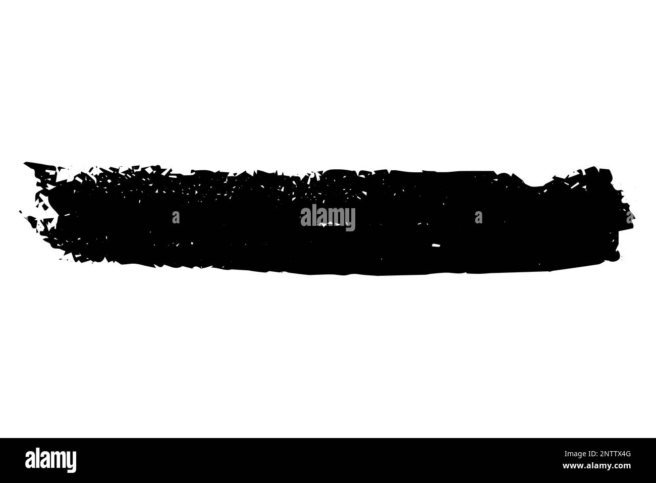 Black stain of paint brush isolated on white background. Hand-drawn ...