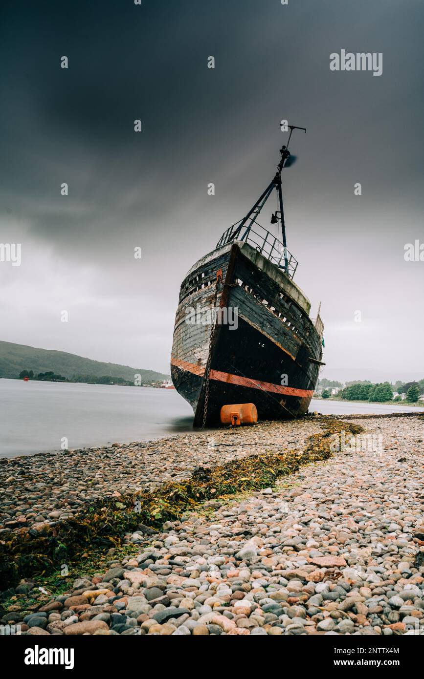 Corpach Shipwreck with Ben Nevis . Rusting remains of the MV Dayspring ...