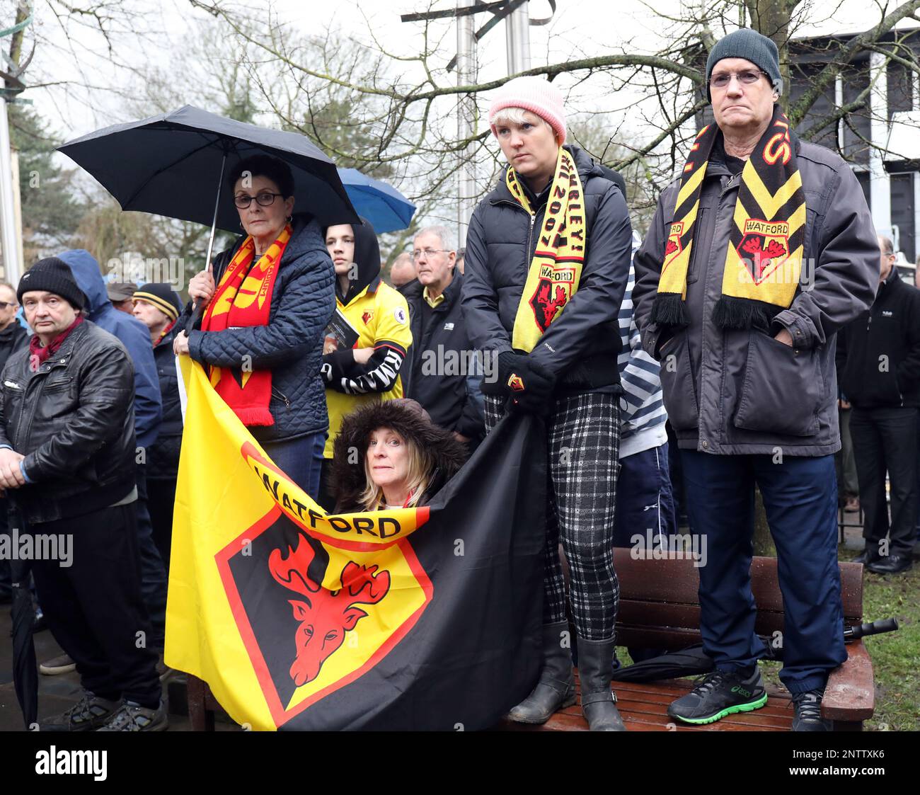 pic shows: mourners from the town of Watford Former England and Watford ...