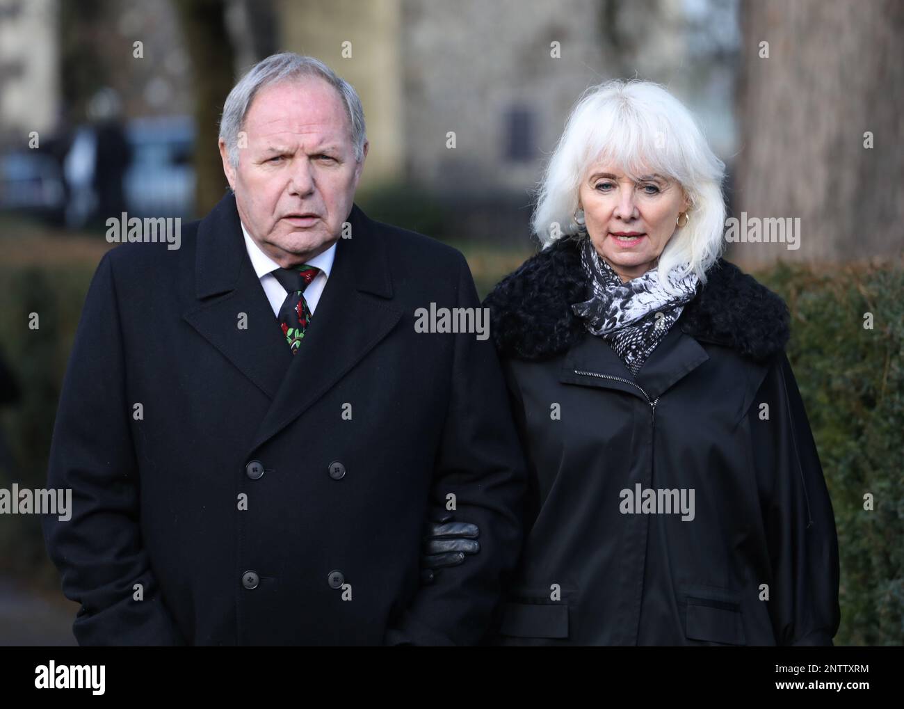 pic shows: mourners Barry Fry and wife Former England and Watford ...
