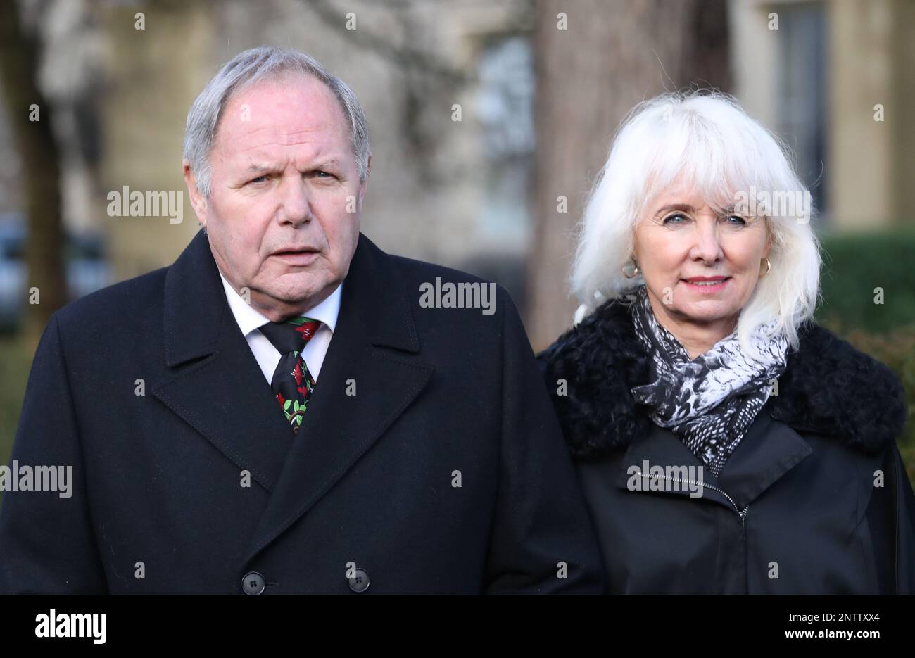 pic shows: mourners Barry Fry and wife Former England and Watford ...