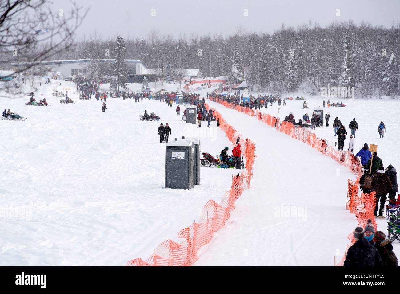 A look back at the starting gate for the Iditarod Trail Dog Sled Race ...