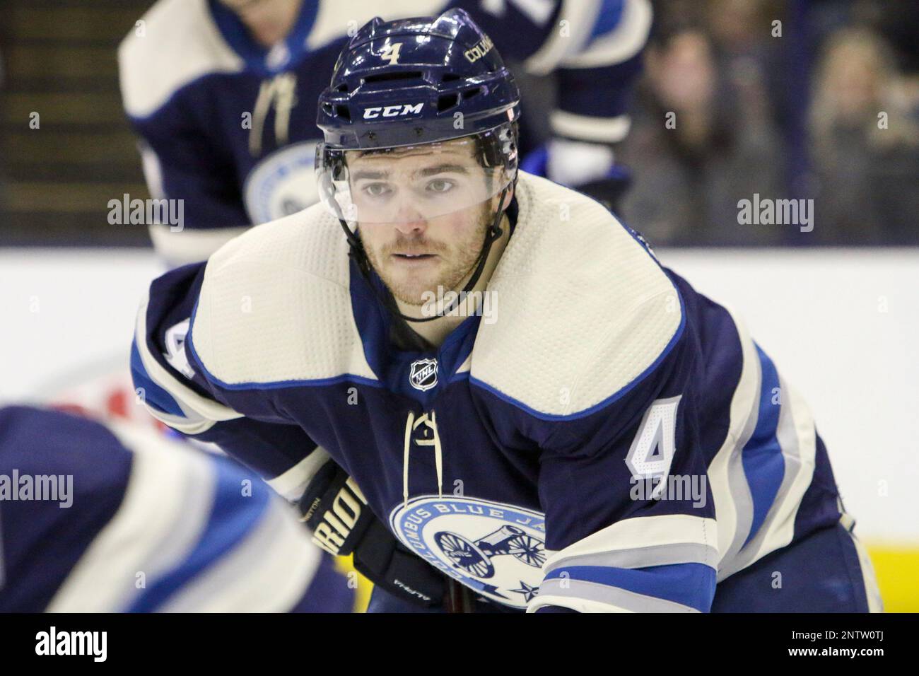 March 3, 2019: Columbus' Scott Harrington during an NHL hockey game ...