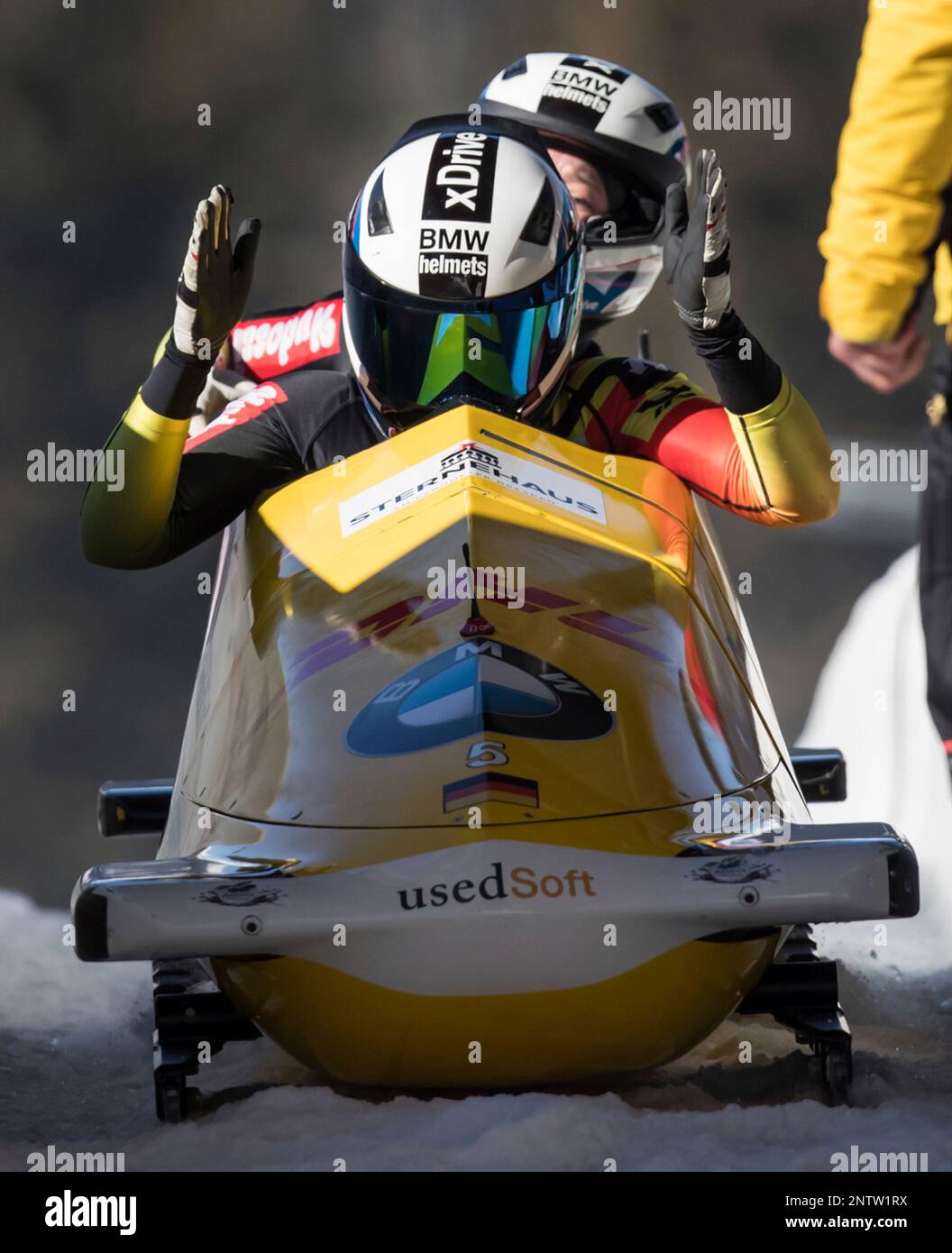 Germany's Stephanie Schneider, front, reacts after she and Ann-Christin ...