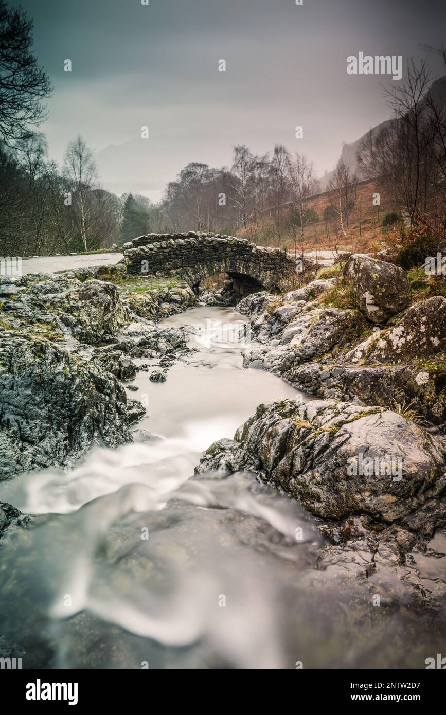 Ashness Bridge in the Lake District overlooking Derwentwater and ...