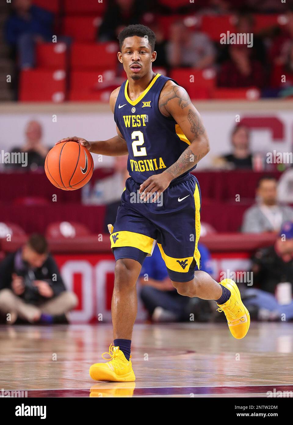 NORMAN, OK - MARCH 02: West Virginia Mountaineers Guard Brandon Knapper ...