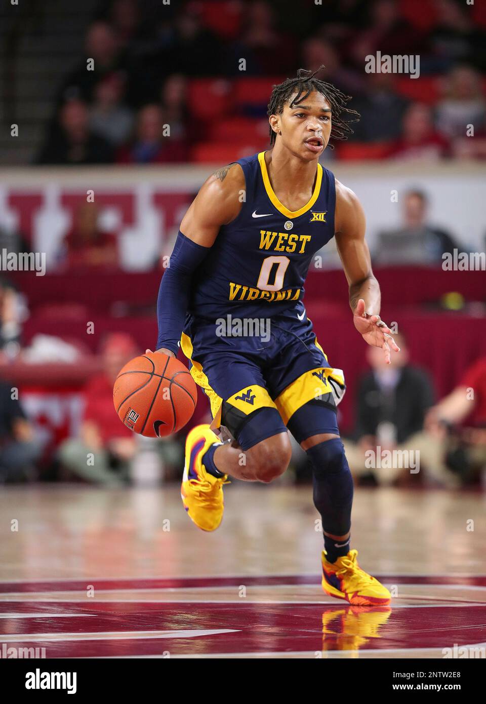 NORMAN, OK - MARCH 02: West Virginia Mountaineers Guard Trey Doomes (0 ...