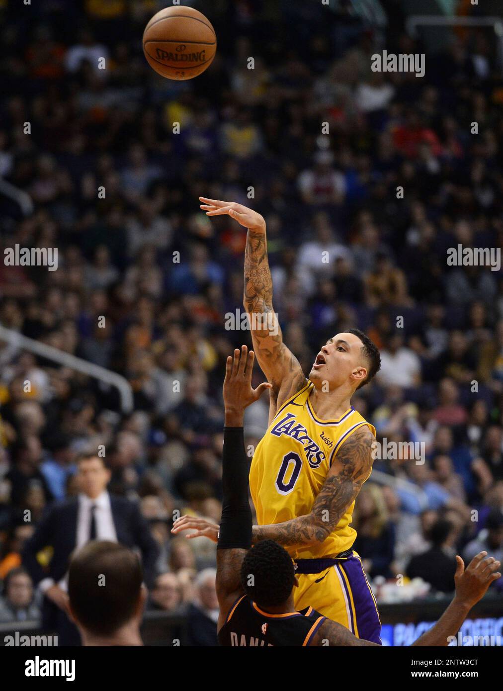 Mar 2, 2019; Los Angeles Lakers forward Kyle Kuzma (0) during the NBA ...