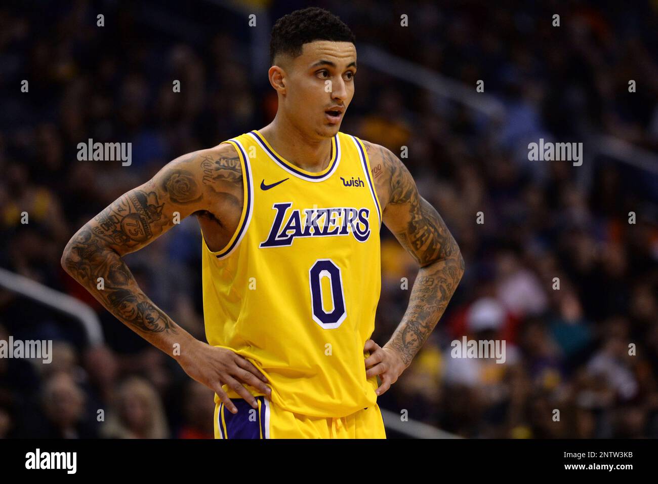 Mar 2, 2019; Los Angeles Lakers forward Kyle Kuzma (0) during the NBA ...