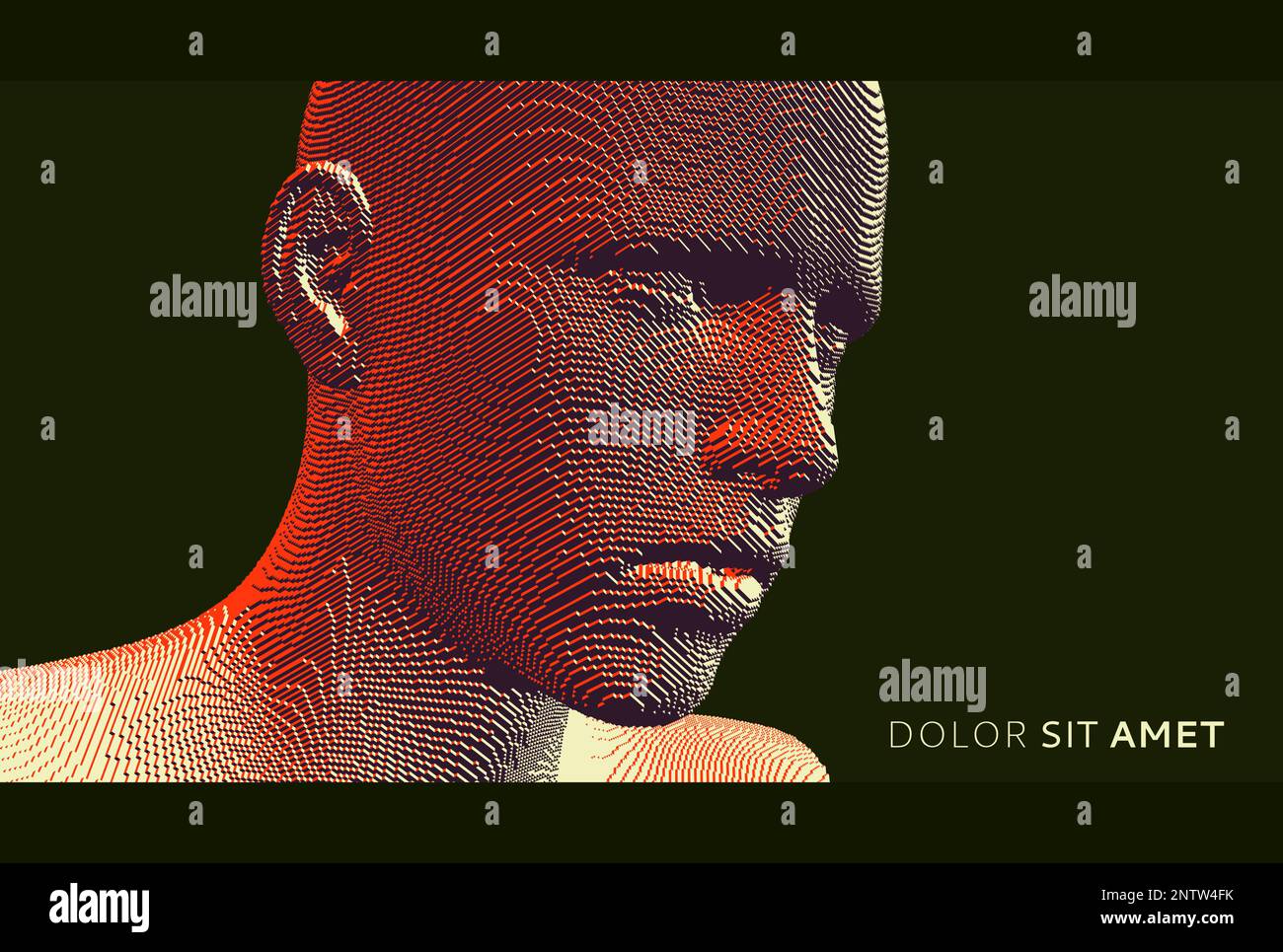 Abstract digital human head constructing from cubes. Minimalistic ...