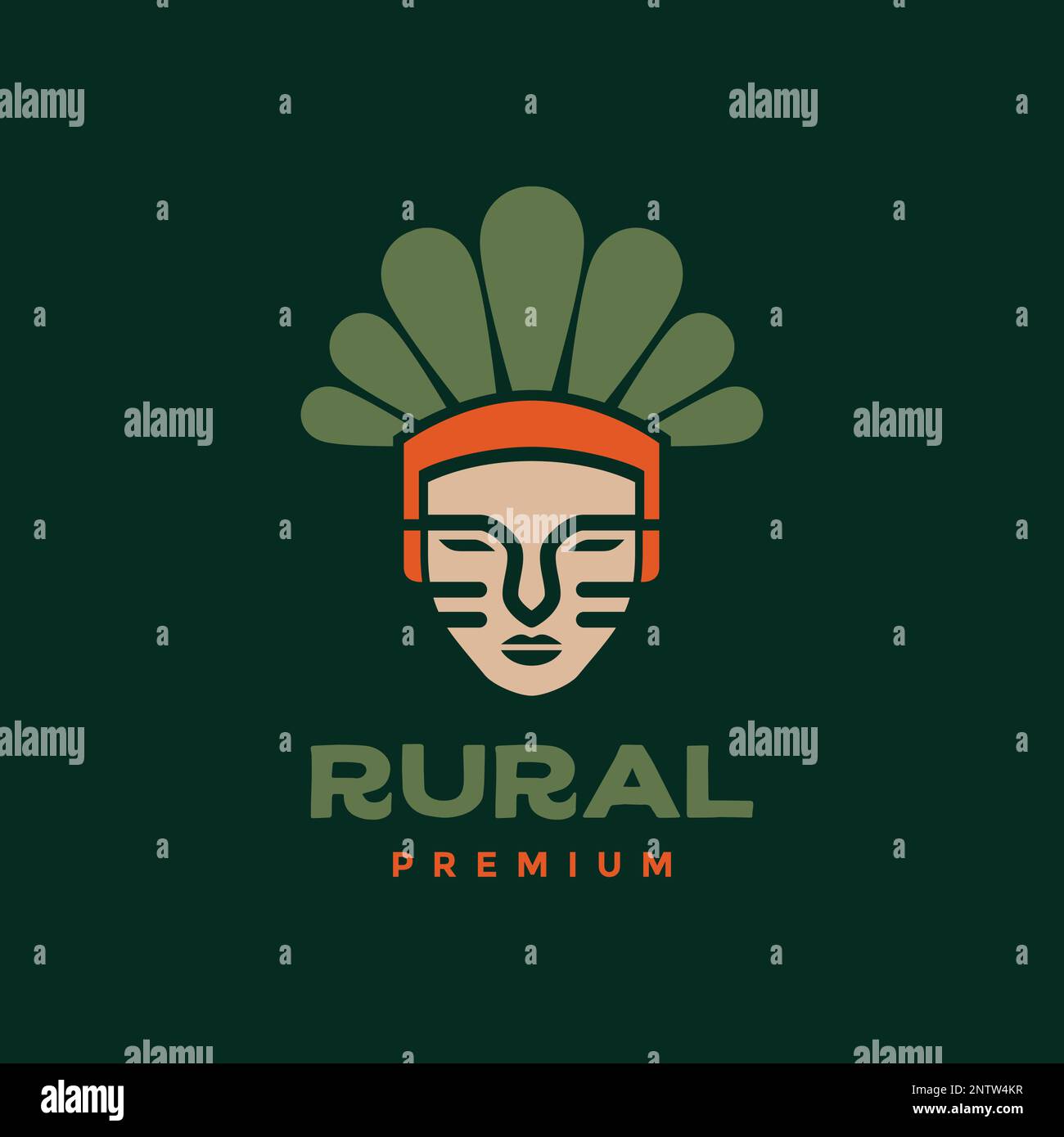 mask tribe rural ethnic culture wood leaves logo design vector Stock ...