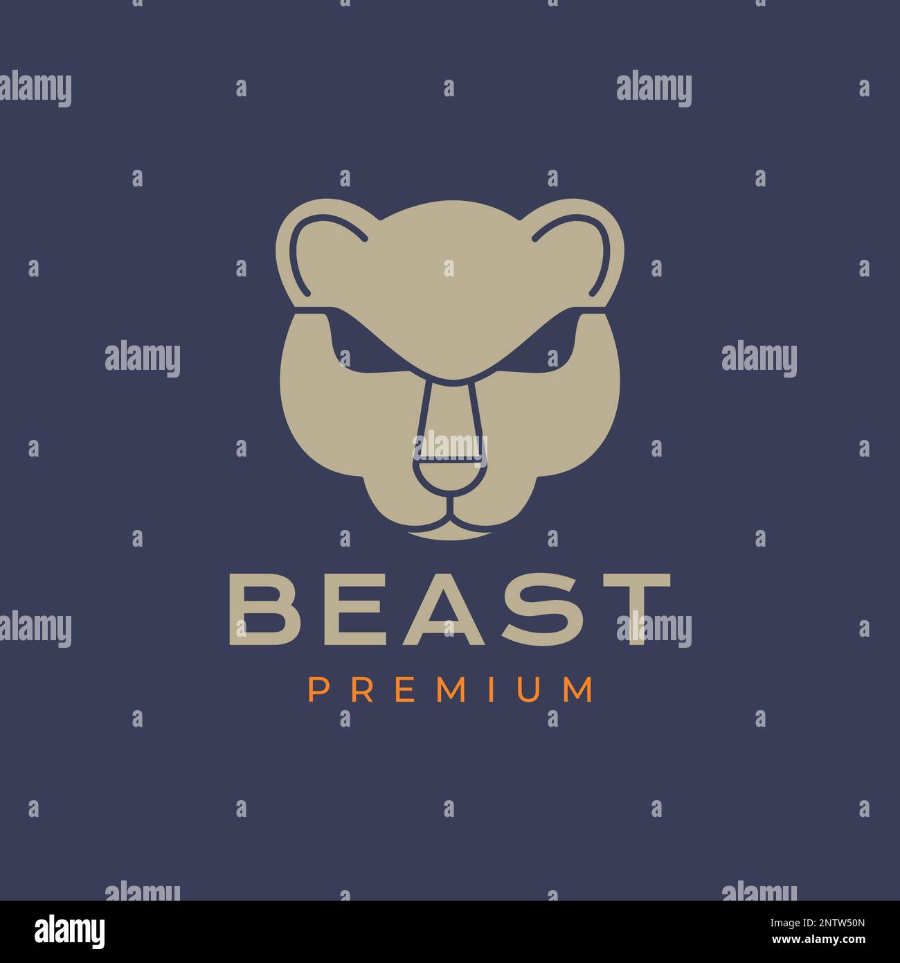 animal beast face head forest wildlife carnivore flat geometric modern ...