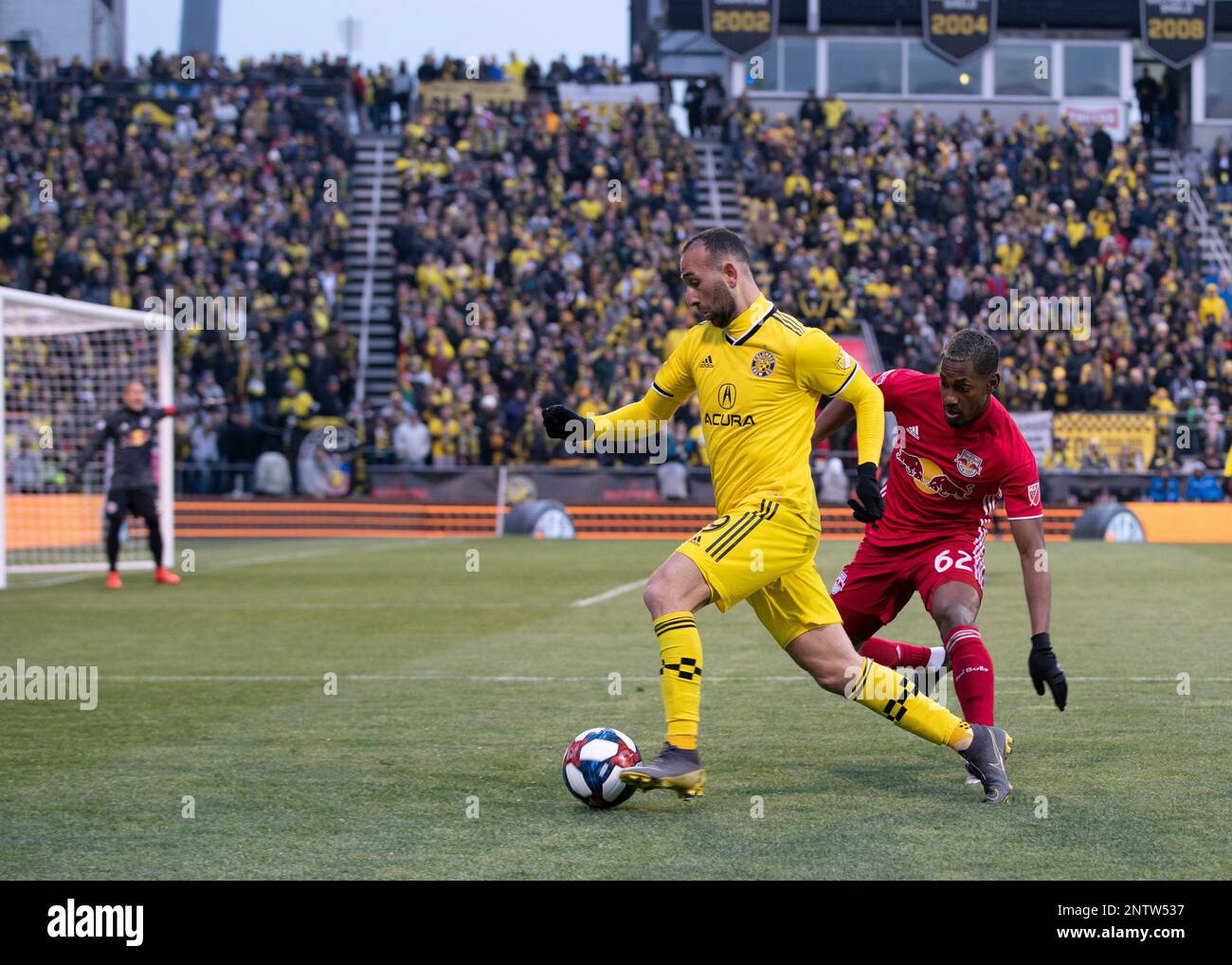 COLUMBUS, OH - MARCH 02: Columbus Crew SC forward Justin Meram #9 and ...