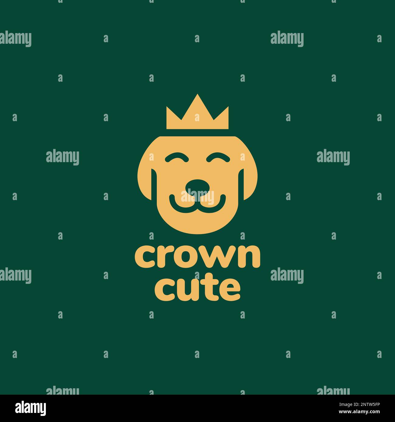 animal pets dog bull smile crown mascot modern logo design vector Stock ...