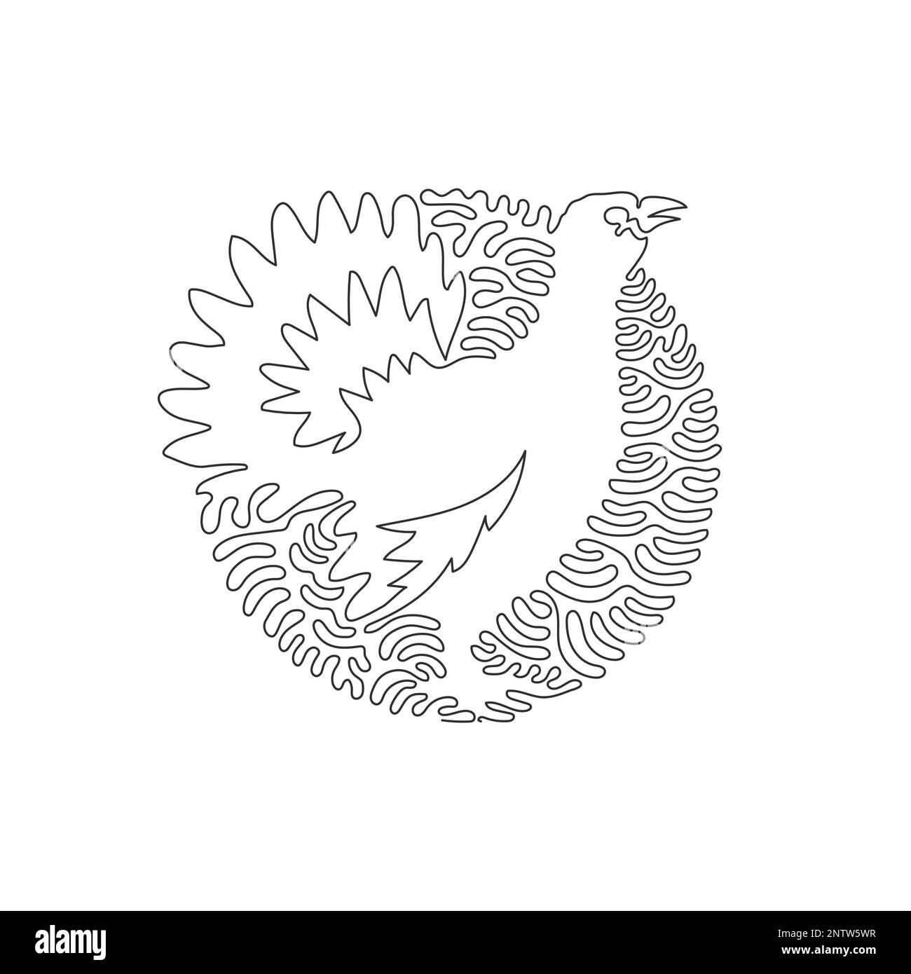 Single curly one line drawing of funny grouse abstract art. Continuous ...